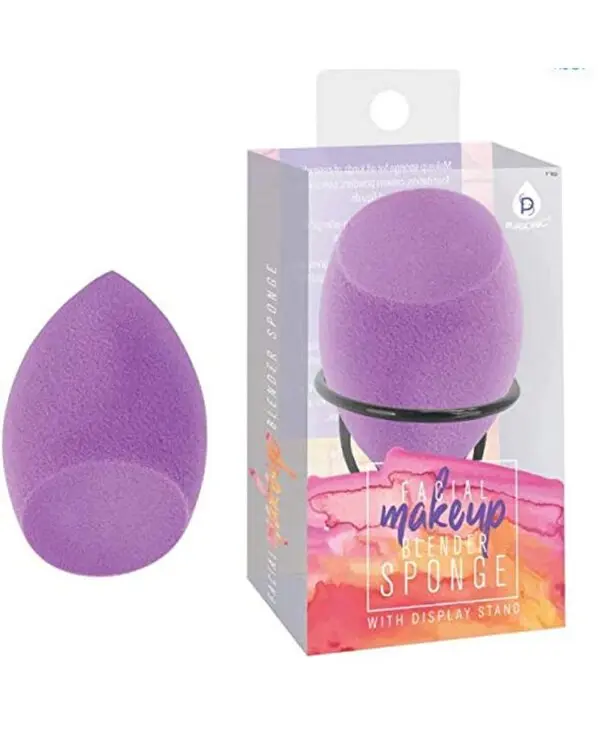 PURSONIC Facial Makeup Blender Sponge With Stainless Steel Display Stand - Purple Sponge,black Holder