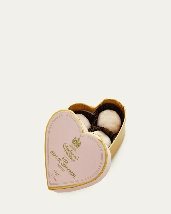 CHARBONNEL ET WALKER Pink Marc De Champagne Truffles In Heart Box