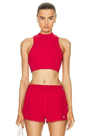 Alo Yoga Goddess Rib Cropped Dynamite Tank In Red