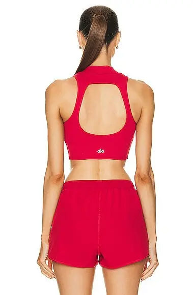 Alo Yoga Goddess Rib Cropped Dynamite Tank In Red