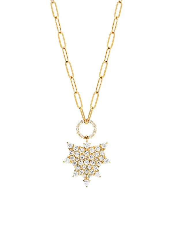 Saks Fifth Avenue Collection 14k & 0.86 Tcw Diamond Heart Pendant Necklace - Yellow Gold