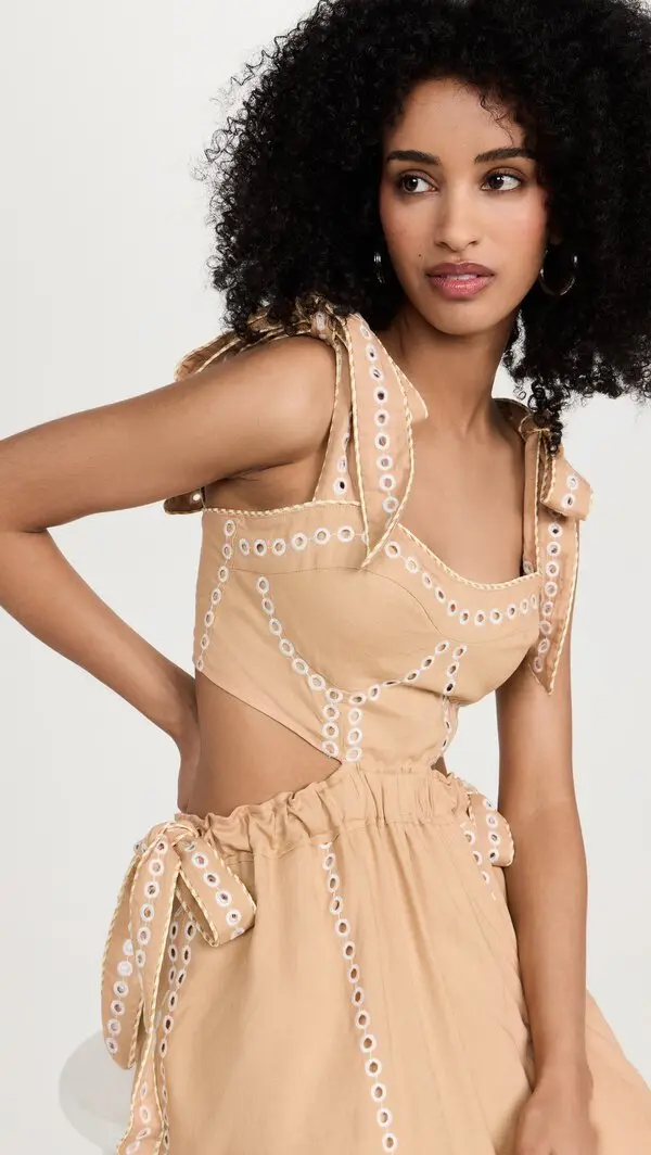Farm Rio Sand Richilieu Sleeveless Midi Dress In Dark Sand - 70% Off |  Editorialist