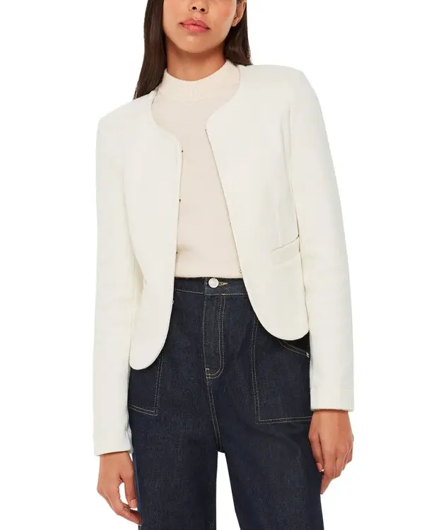 Whistles Collarless Jersey Jacket - Ivory