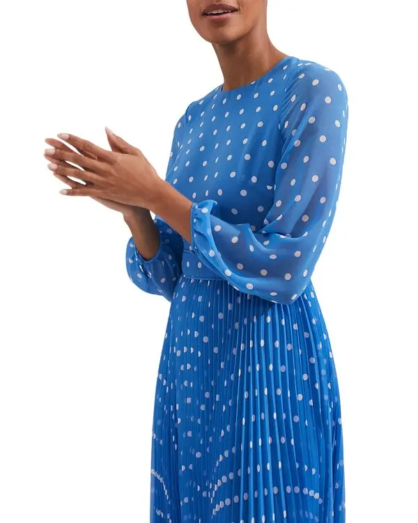 hobbs selena spot pleated dress Selena Spot Pleated Dress