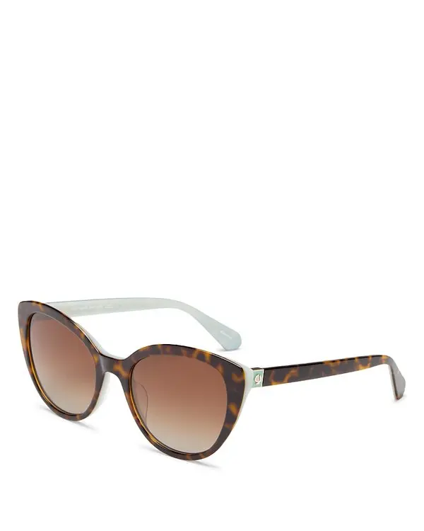 Kate Spade New York Polarized Cat Eye Sunglasses, 55mm - Havana/brown Gradient