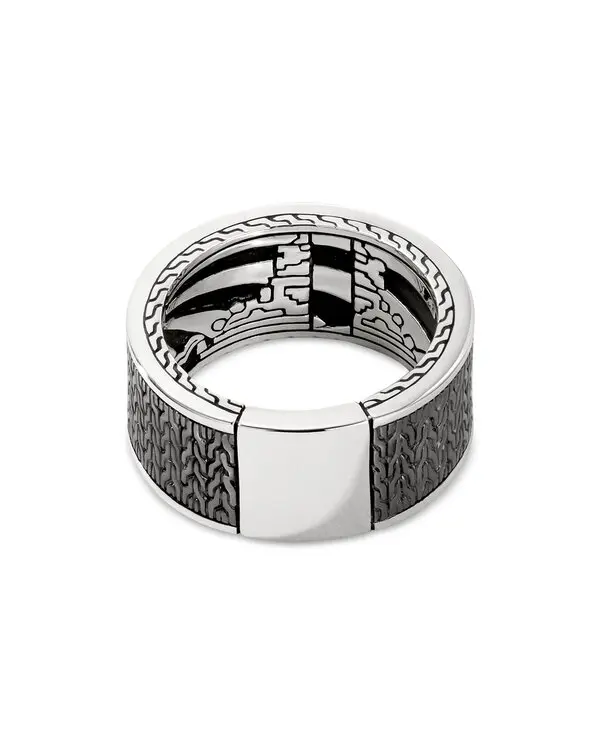 John Hardy Black Rhodium Plated Sterling Silver Classic Chain Multi Stone Band