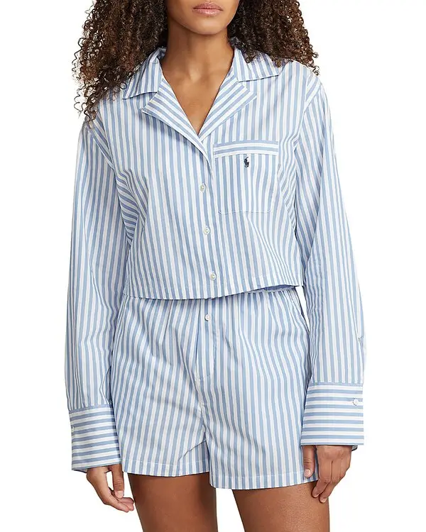 Polo Ralph Lauren Cropped Shirt & Boxer Sleep Set - Wide Stripe