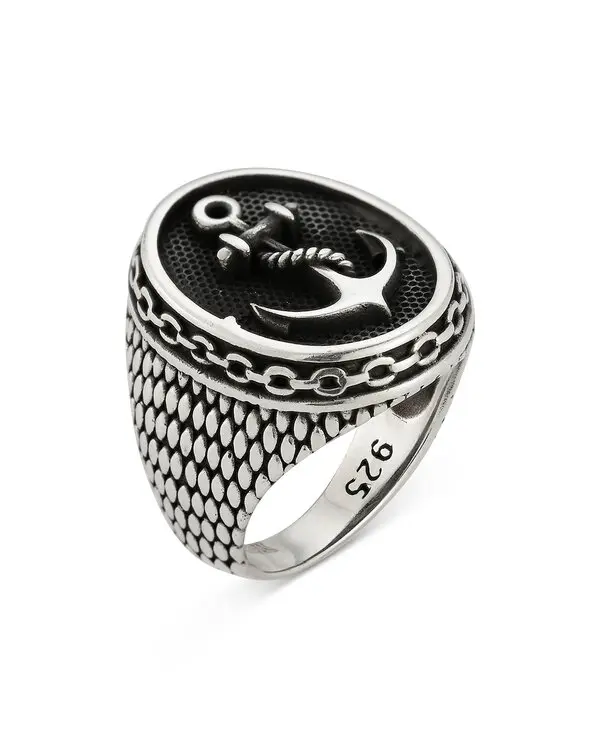 MILANESI AND CO Sterling Oxidized Anchor Signet Ring