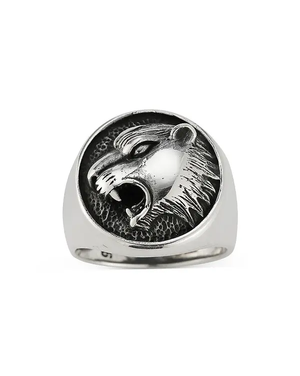 MILANESI AND CO Sterling Roaring Tiger Signet Ring - Silver