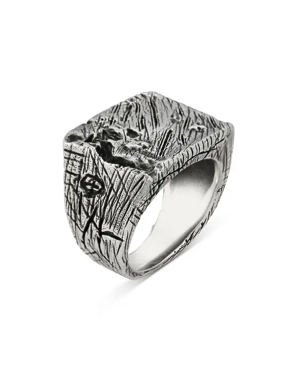 MILANESI AND CO Tree Bark Signet Ring - Silver
