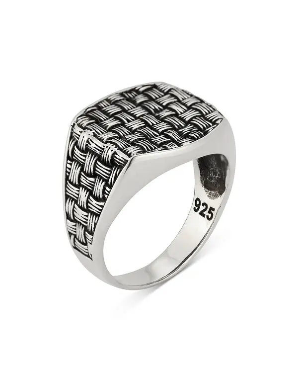 MILANESI AND CO Weave Textured Signet Ring - Silver