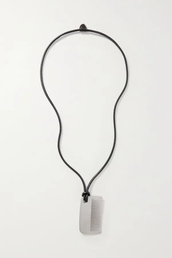 アクセサリー THE ROW NECKLACE Buy THE ROW Comb Silver-tone And Leather Necklace - Black At 30