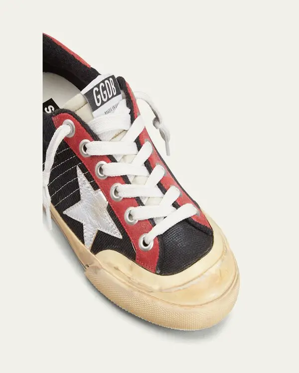 GOLDEN GOOSE Superstar Mixed Leather Low-top Sneakers - Black/silver/red