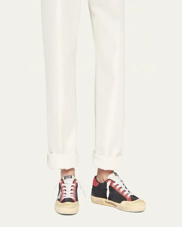 GOLDEN GOOSE Superstar Mixed Leather Low-top Sneakers - Black/silver/red