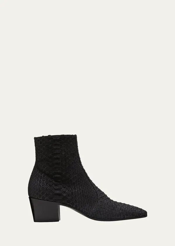 Python Side Zip Booties Saint Laurent Vassili 60 Python Zip Ankle