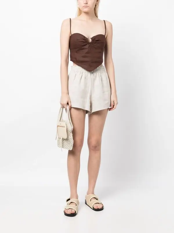 REFORMATION Mila Linen Shorts - Neutrals