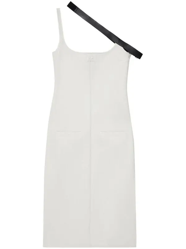 COURREGES Asymmetric-strap Vinyl Dress - White