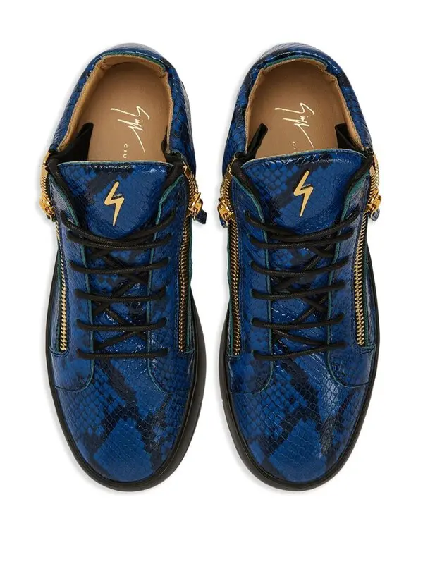 GIUSEPPE ZANOTTI Kriss Python-effect Mid-top Sneakers - Blue