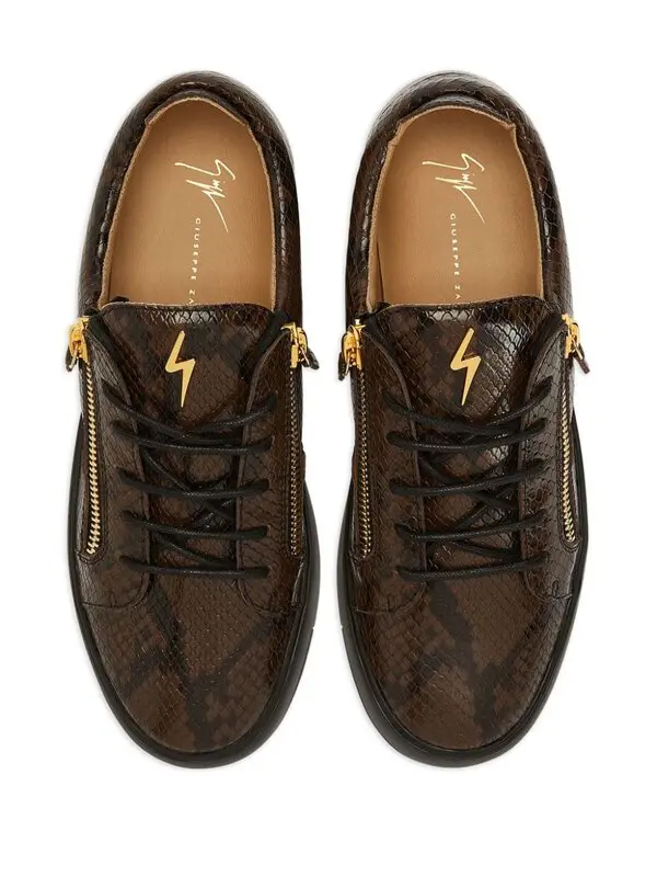 GIUSEPPE ZANOTTI Frankie Double-zip Low-top Sneakers - Brown