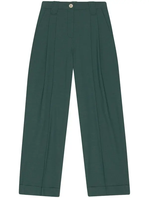GANNI Pleat-detail Trousers - Green