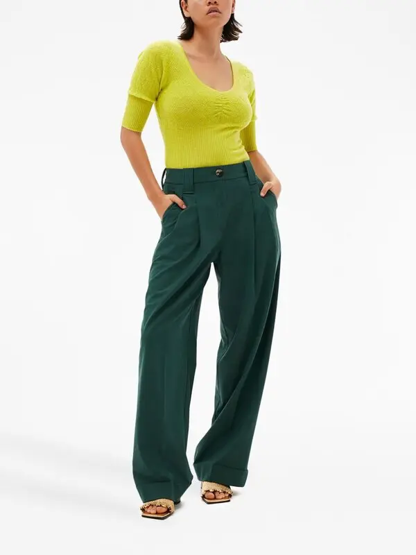 GANNI Pleat-detail Trousers - Green