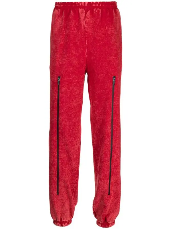 FOO AND FOO Cotton Straight-leg Trousers With Zip Detail - Red
