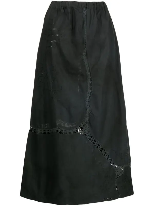 By Walid Embroidered Cotton Long Skirt
