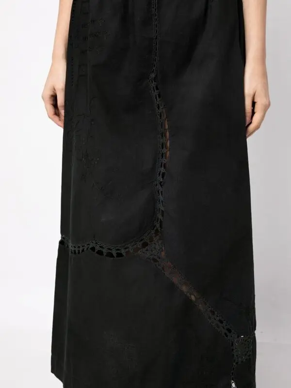 By Walid Embroidered Cotton Long Skirt
