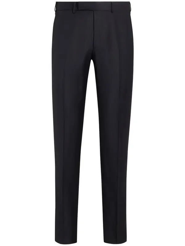 Zegna Trofeo Tailored Wool Trousers - Black