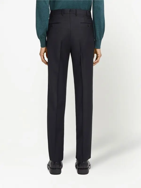 Zegna Trofeo Tailored Wool Trousers - Black