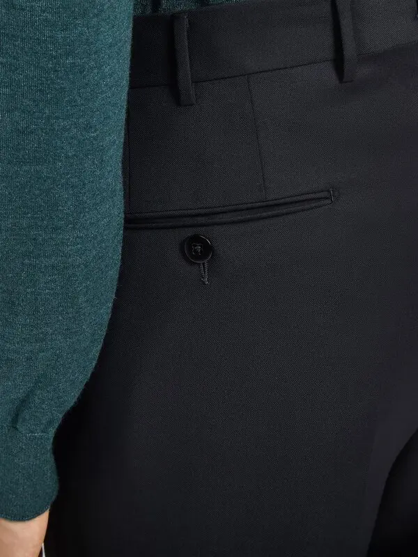 Zegna Trofeo Tailored Wool Trousers - Black