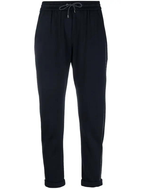 Brunello Cucinelli Monili-trimmed Cropped Track Pants
