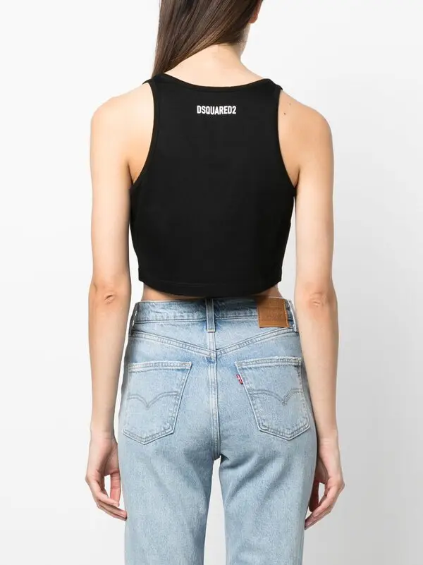 Dsquared2 Icon Rhinestone-embellished Crop Top