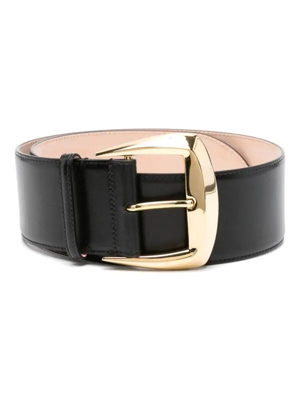 Alexander McQueen Geometric Buckle Leather Belt - Black