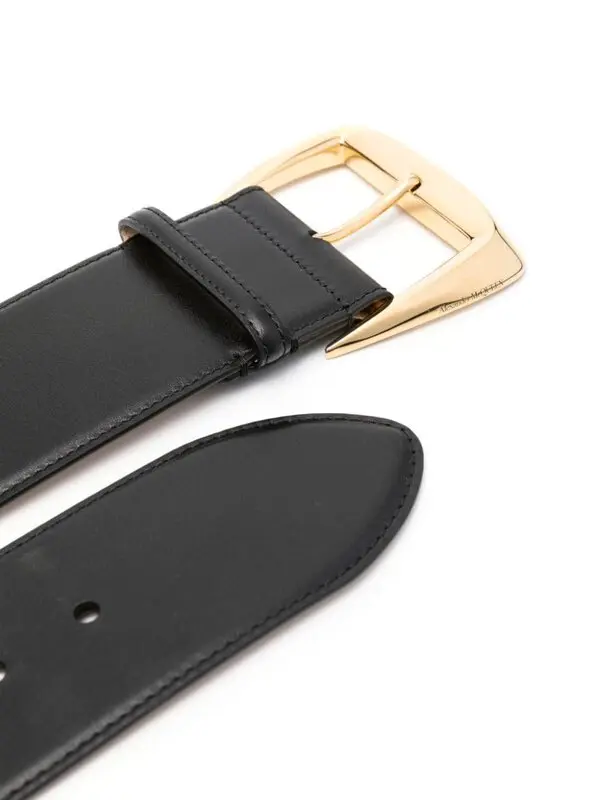 Alexander McQueen Geometric Buckle Leather Belt