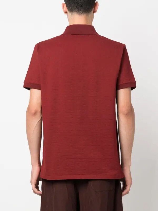 Balmain Monogram-pattern Piqué Polo Shirt - Red