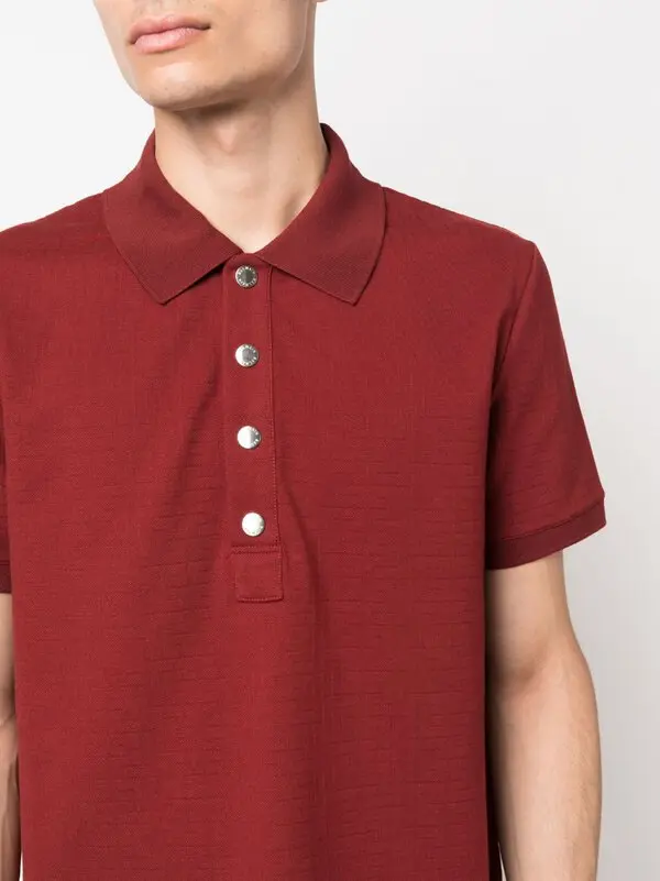 Balmain Monogram-pattern Piqué Polo Shirt - Red