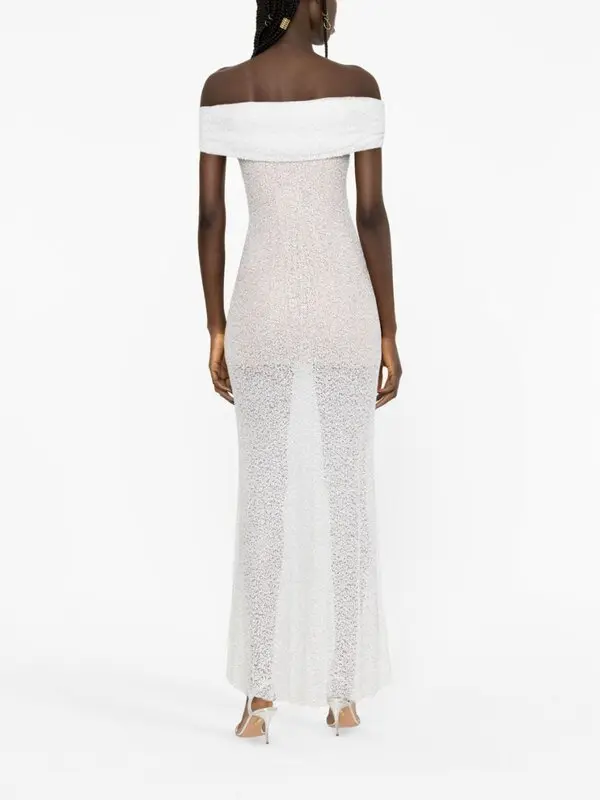 self portrait beaded maxi dress Champagne Rhinestone Lace Trim Maxi Dress – self-portrait main image 0