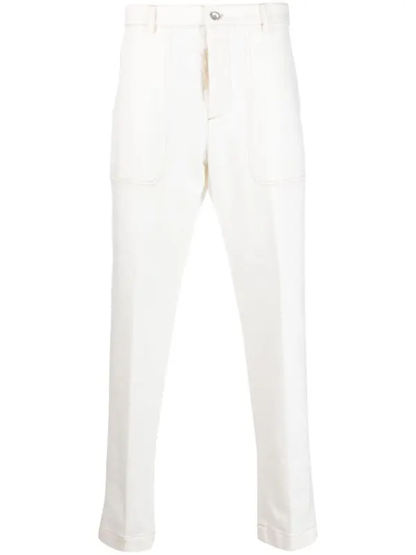 Peserico Straight-leg Stretch-cotton Trousers - Neutrals