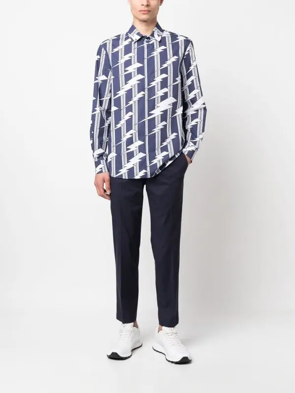 Neil Barrett Navy Mid-rise Straight-leg Trousers