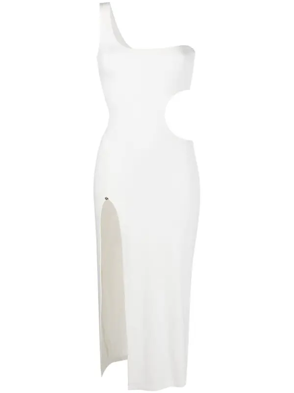 NISSA One-shoulder Midi Dress - White