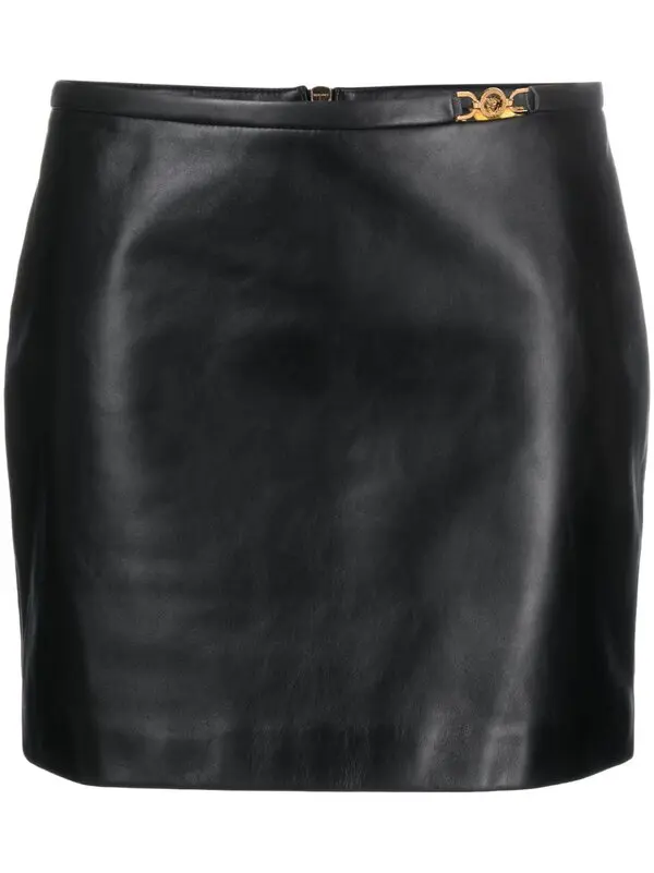 Versace Medusa Leather Miniskirt