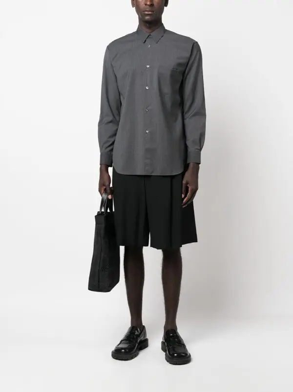 Comme Des Garçons Spread-collar Wool Shirt - Grey