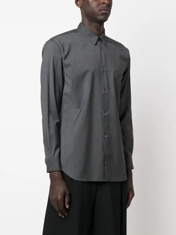 Comme Des Garçons Spread-collar Wool Shirt - Grey