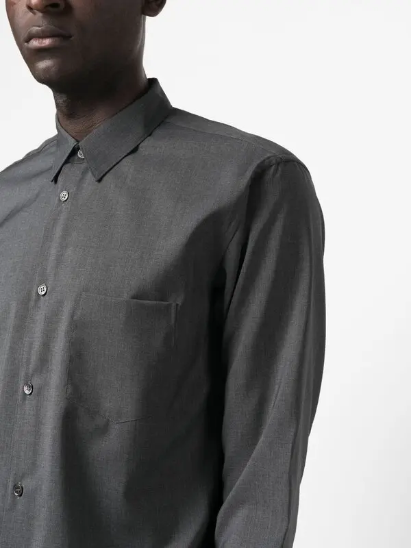 Comme Des Garçons Spread-collar Wool Shirt - Grey