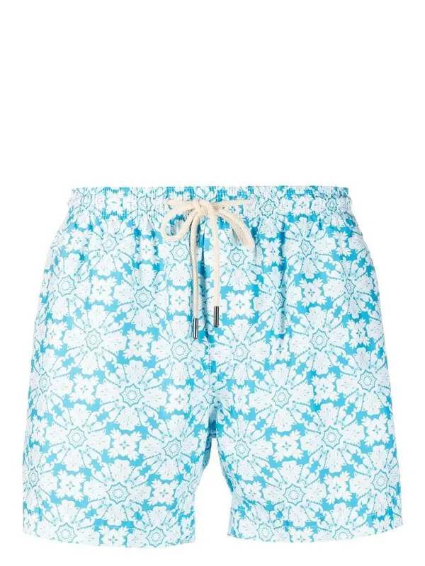 PENINSULA SWIMWEAR Geometric-print Swim Shorts - Blue