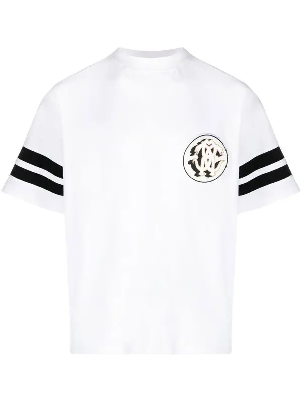 Roberto Cavalli Mirror Snake-patch Piqué T-shirt - White