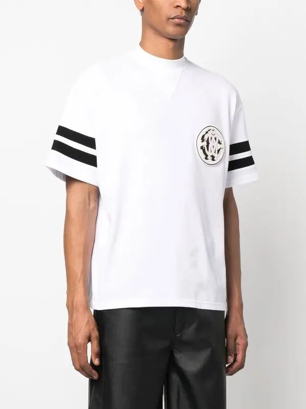 Roberto Cavalli Mirror Snake-patch Piqué T-shirt
