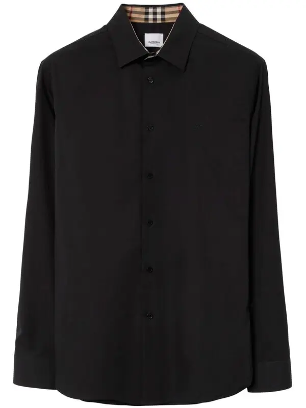 Burberry Logo-embroidered Long-sleeve Shirt - Black