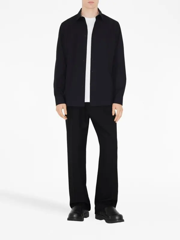 Burberry Logo-embroidered Long-sleeve Shirt - Black